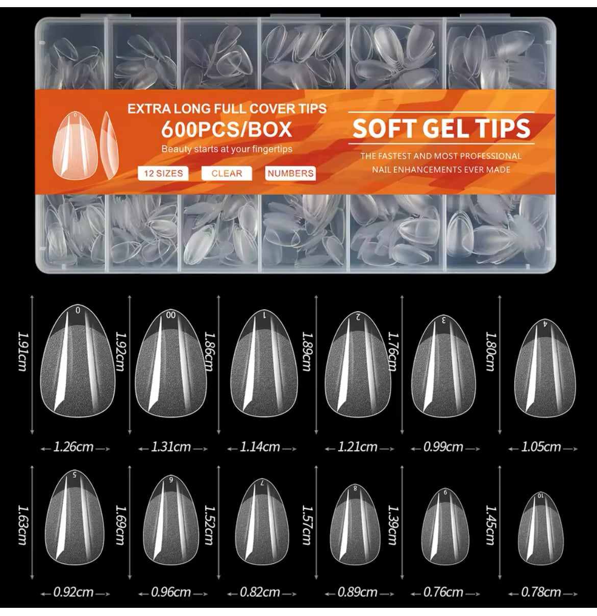 Prothèse en Gel Pleine Courte Amande Boite (600) – Carousse Distributions